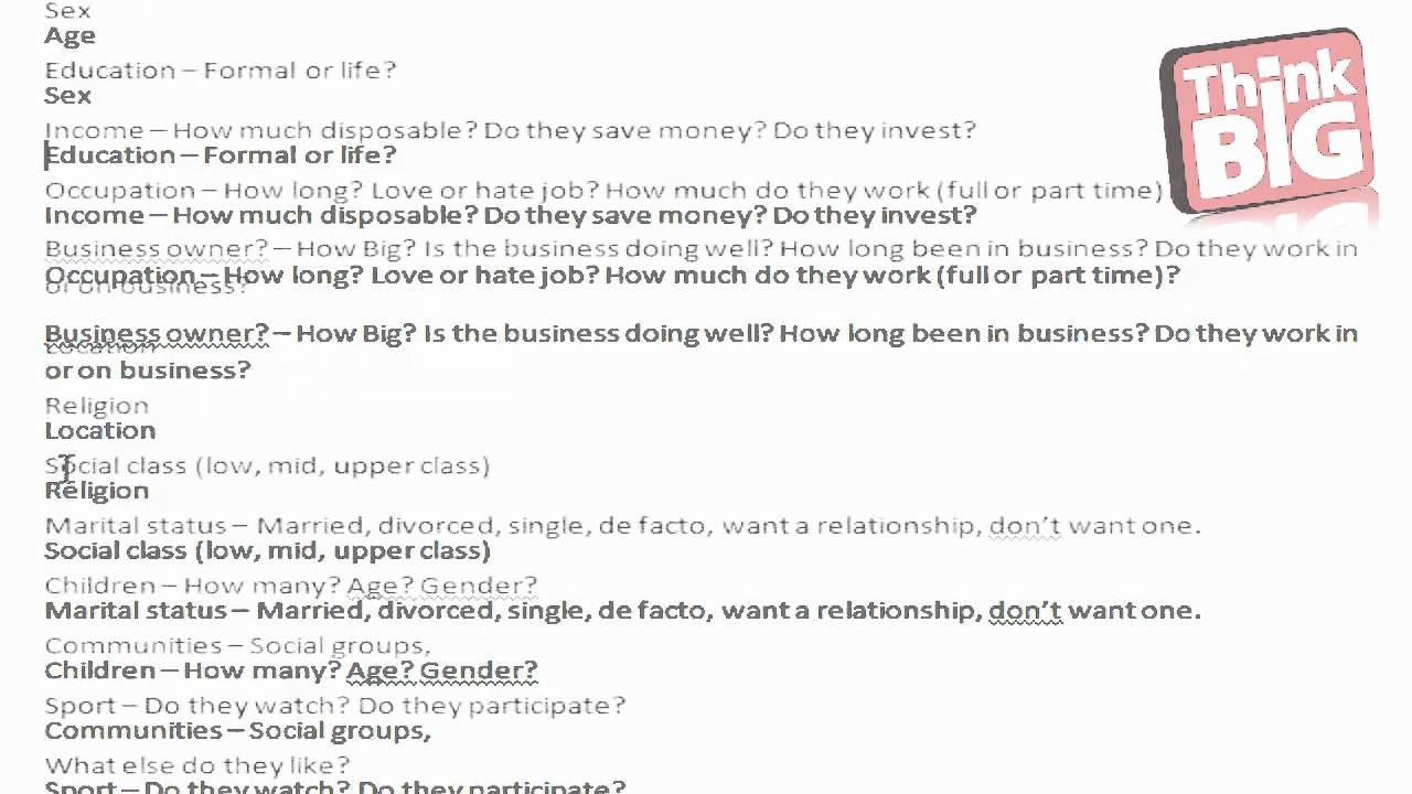 How to Define Your Target Market Pt1 - Think Big Online